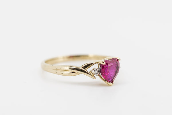 9CT Yellow Gold Ring With Created Ruby Love Heart #26090-2 – Once Loved ...