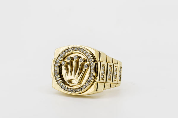 18 ct Yellow Gold Rolex Inspired Diamond Men's Ring #RRX65 – Once Loved ...
